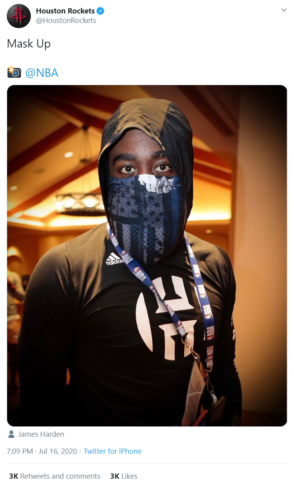 Houston Rockets tweets photo of James Harden with “Thin Blue Line” mask ...