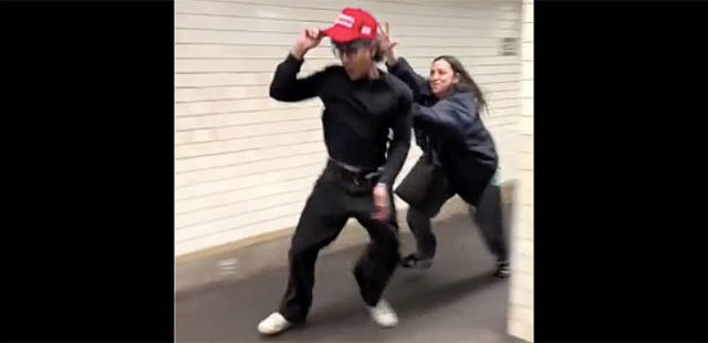 BWAHAHA – Deranged lefty FAILS HARD trying to steal MAGA hat from Trump ...